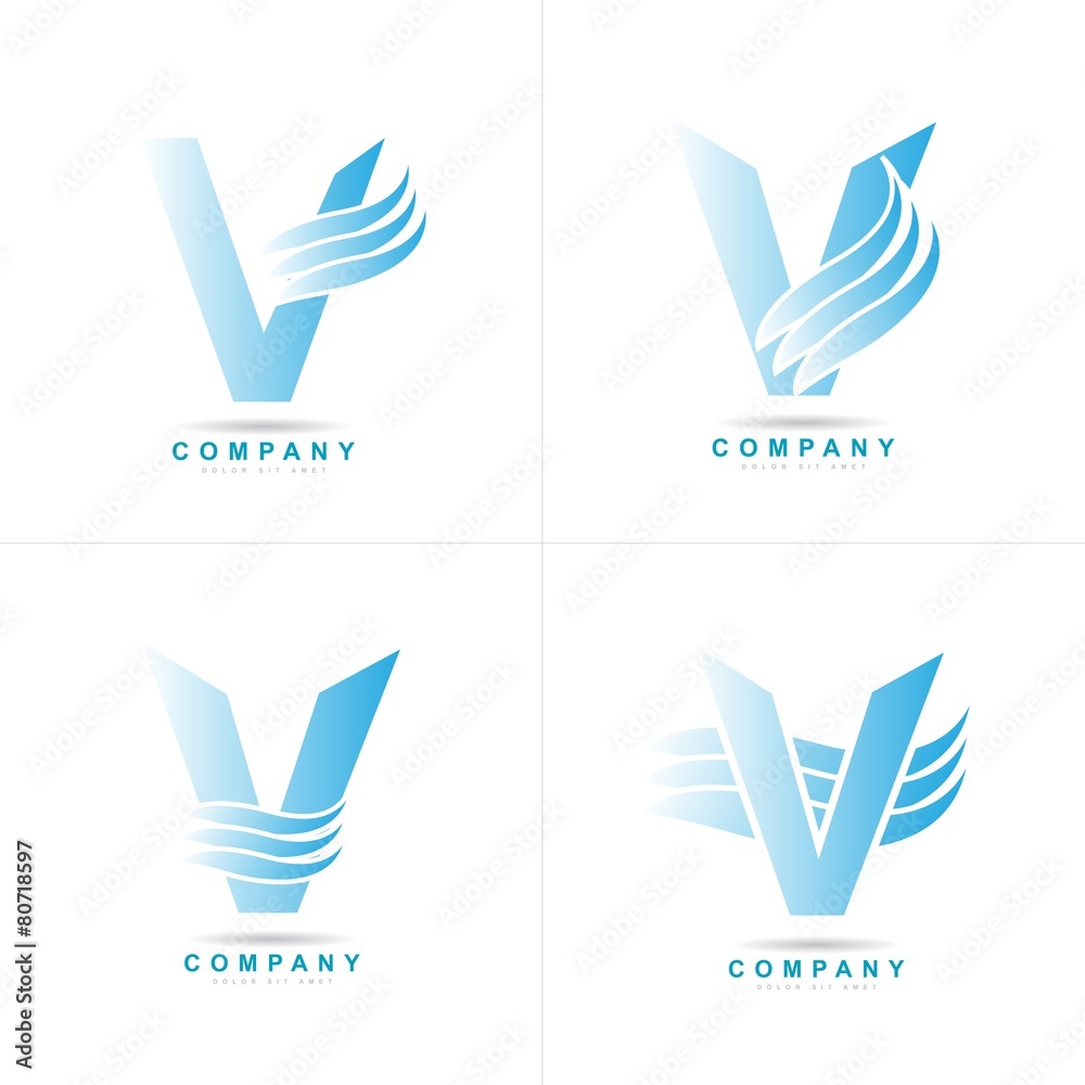 Blue letter V logo corporate set Stock Vector | Adobe Stock