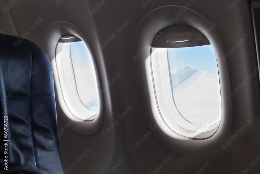 Windows inside an aircraft Stock Photo | Adobe Stock