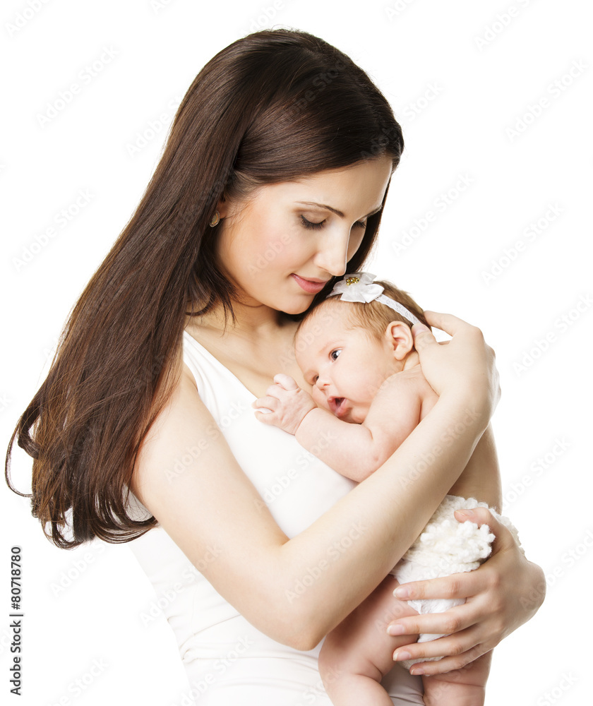 Mother Newborn Baby Family Portrait, Mom Embracing New Born Kid Photos ...