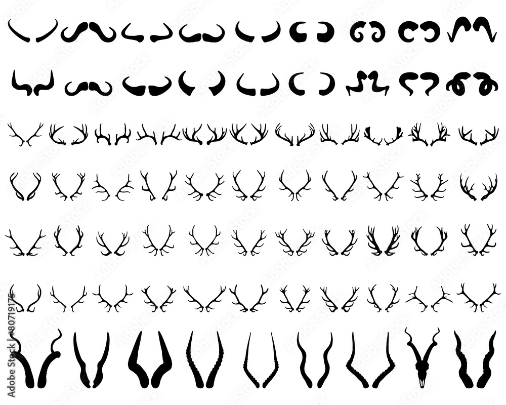 Black silhouettes of different horns, vector Stock Vector | Adobe Stock