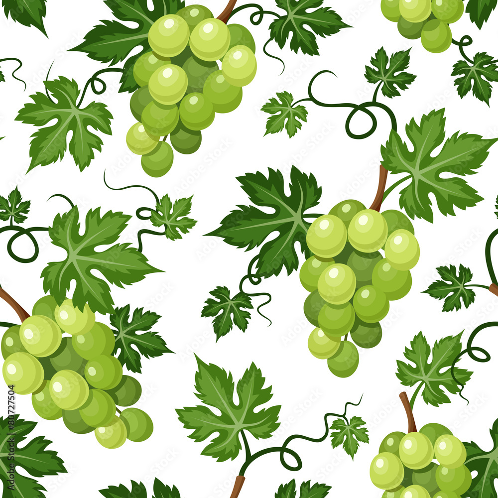 Seamless background with green grapes. Vector illustration. Stock ...