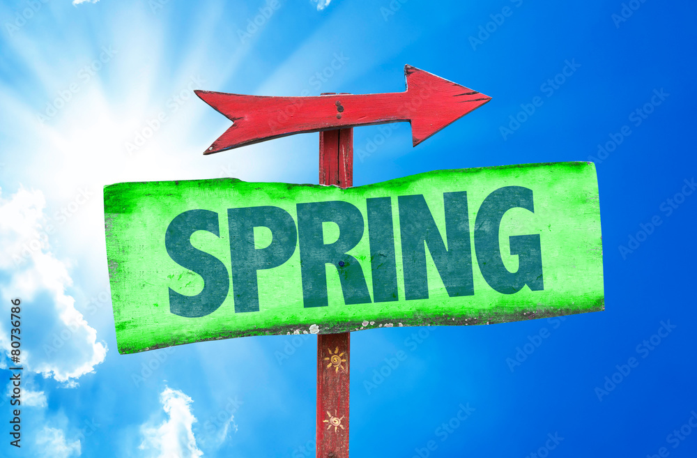 Spring sign with sky background Stock Photo | Adobe Stock
