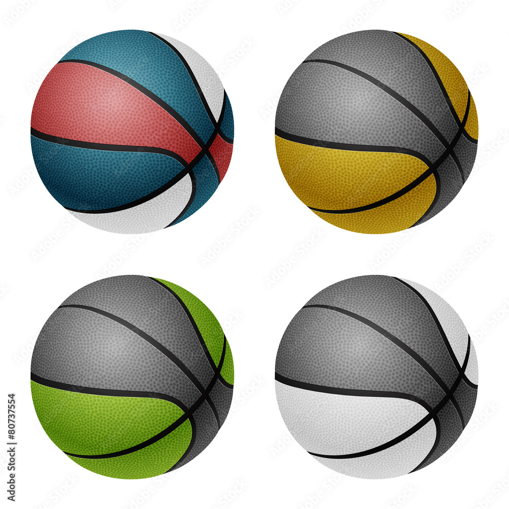 Combinated color basketballs. Isolated on white background Stock ...