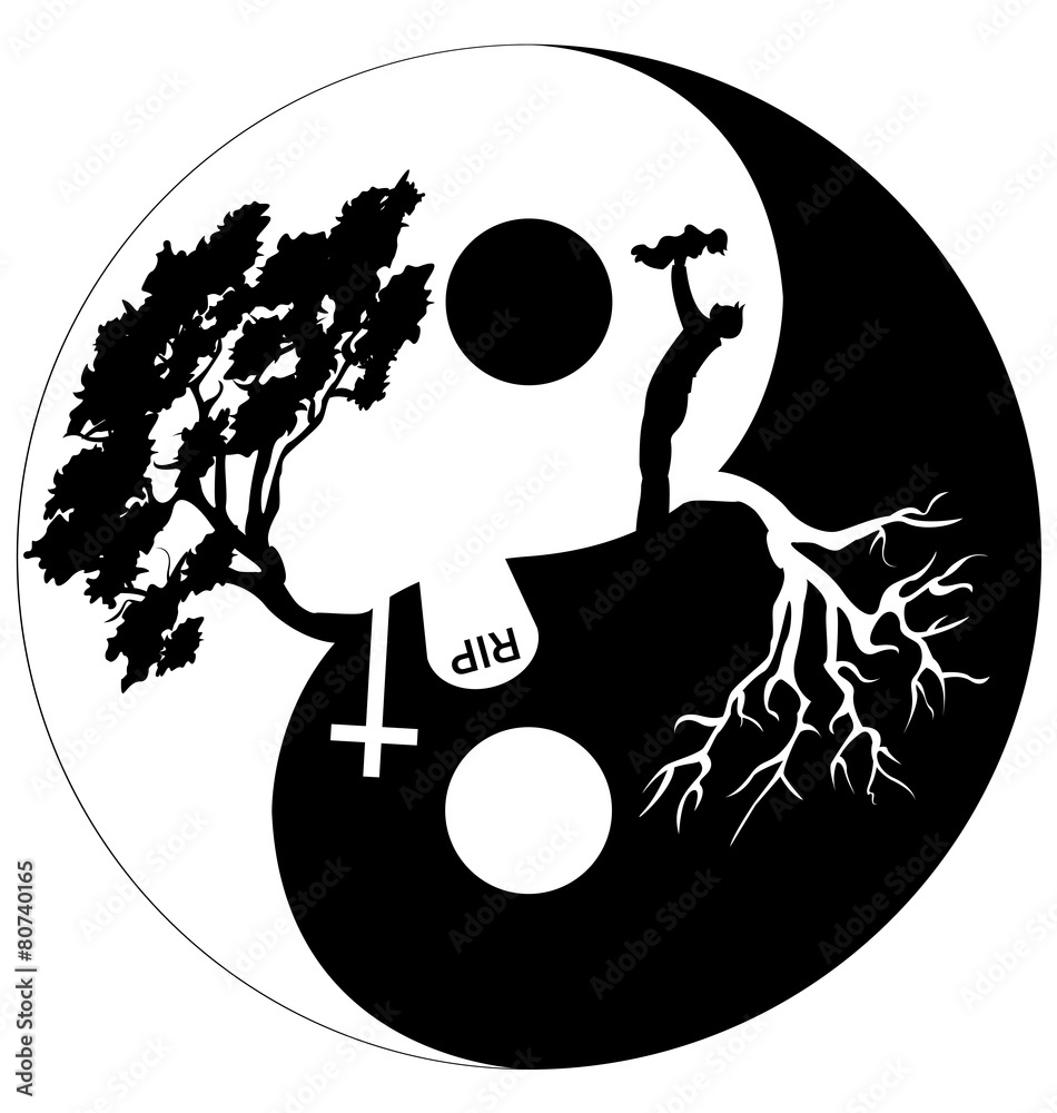 Silhouette of man and tree in Yin Yang symbol Stock Vector | Adobe Stock