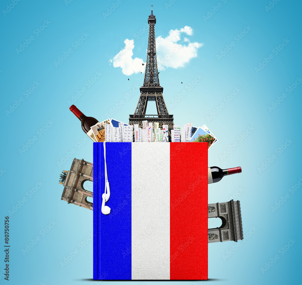 Photo & Art Print French language, the book with the French flag and ...