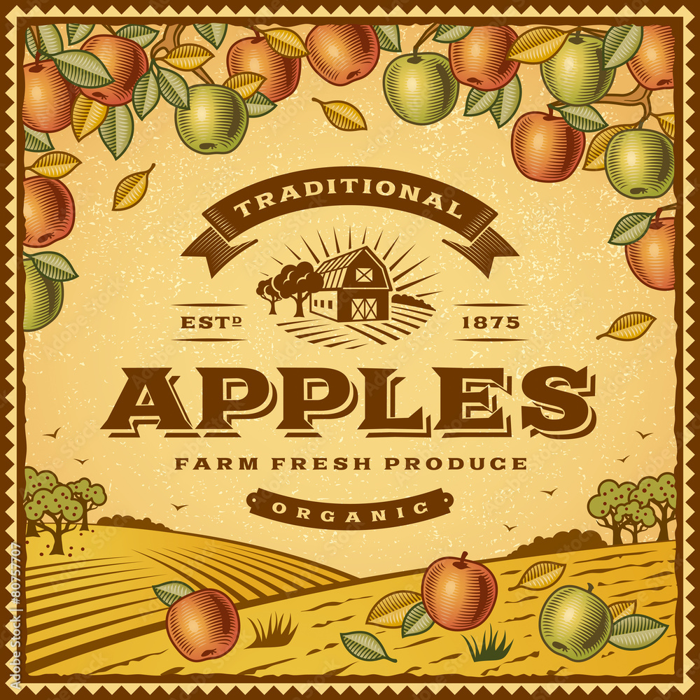 Vintage apples label Stock Vector | Adobe Stock