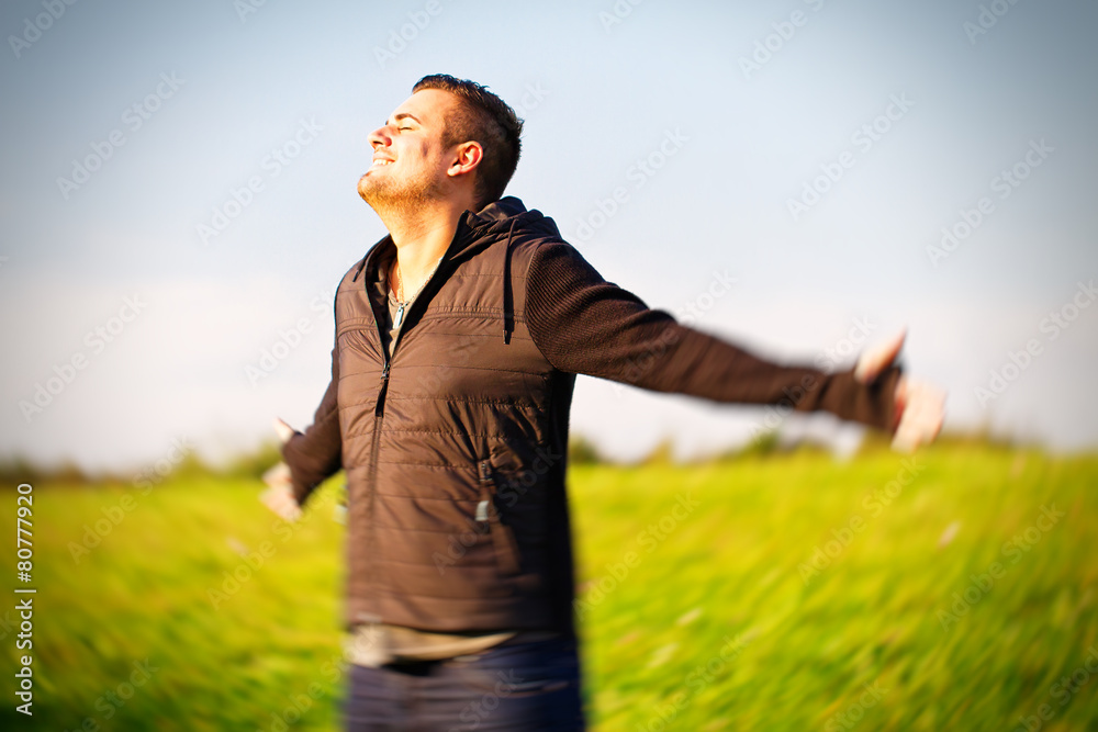 Happy man in nature Stock-Foto | Adobe Stock