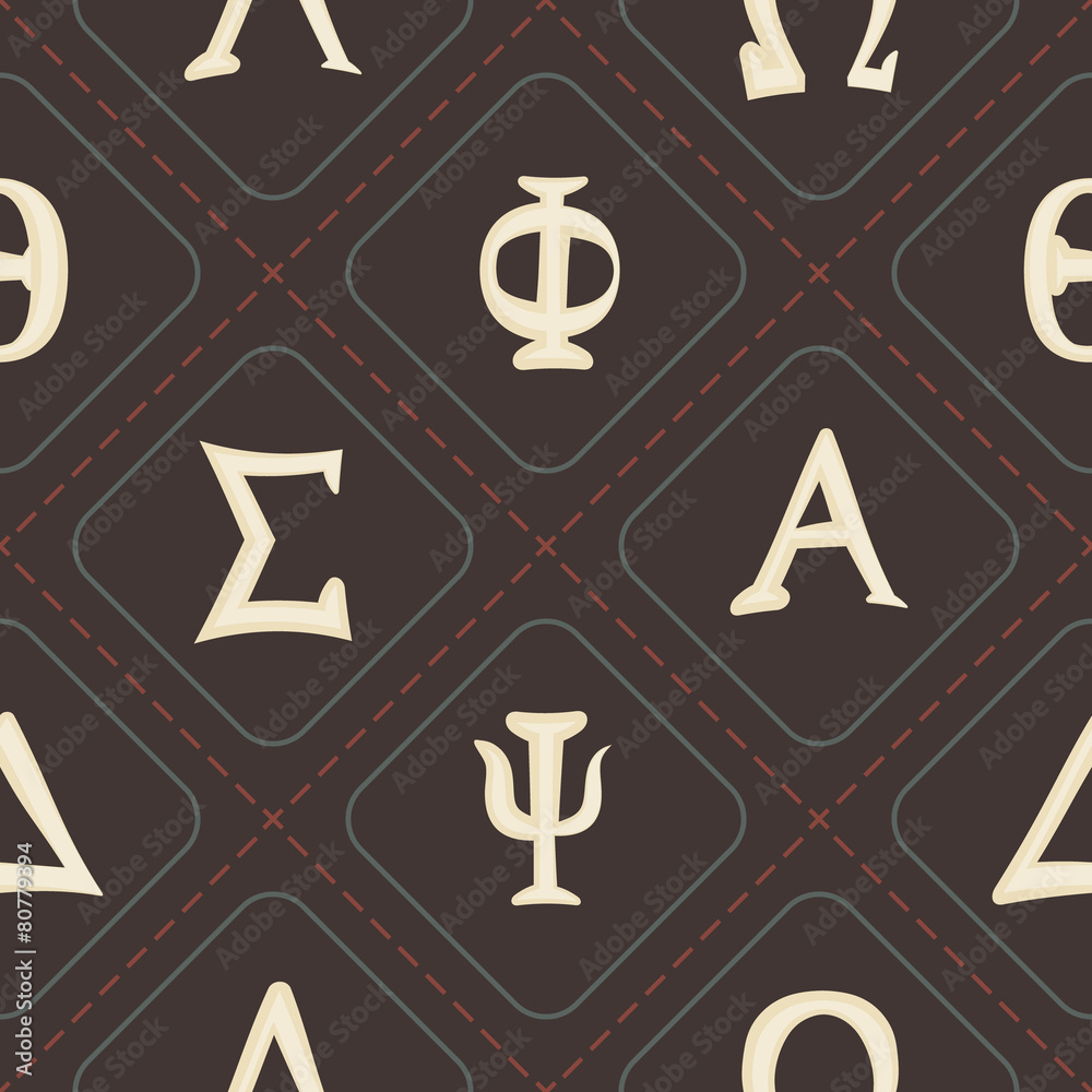 seamless background with letters of the Greek alphabet Stock Vector ...