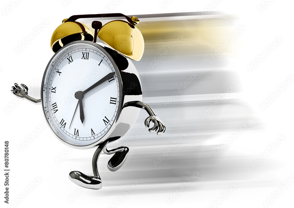 alarm clock with arms and legs running Stock Illustration | Adobe Stock