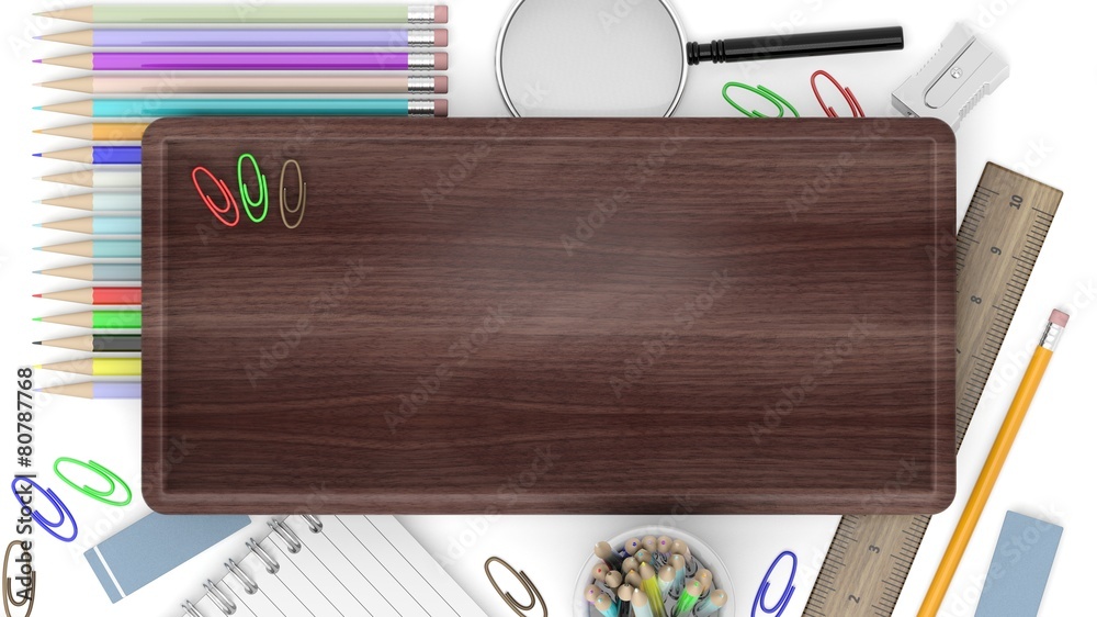 Drawing/writing tools with wooden sign Stock Illustration | Adobe Stock