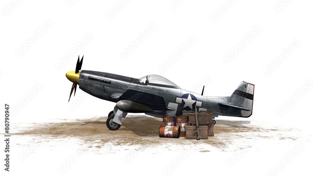 Fighter Airplane P-51 - isolated on white background Stock Illustration ...