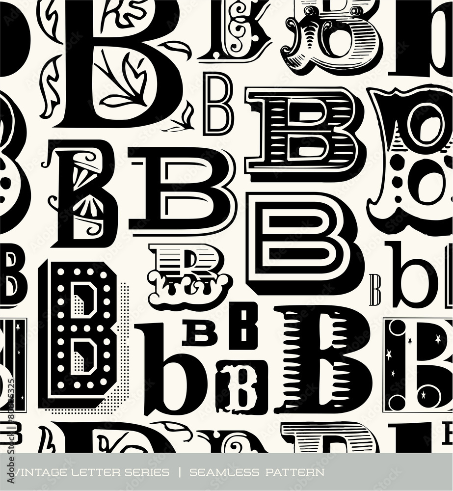 Seamless vintage pattern letter B Stock Vector | Adobe Stock