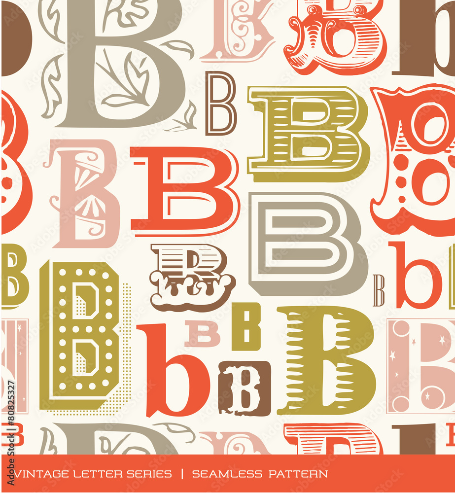 Seamless vintage pattern of letter B in retro colors Stock-Vektorgrafik ...