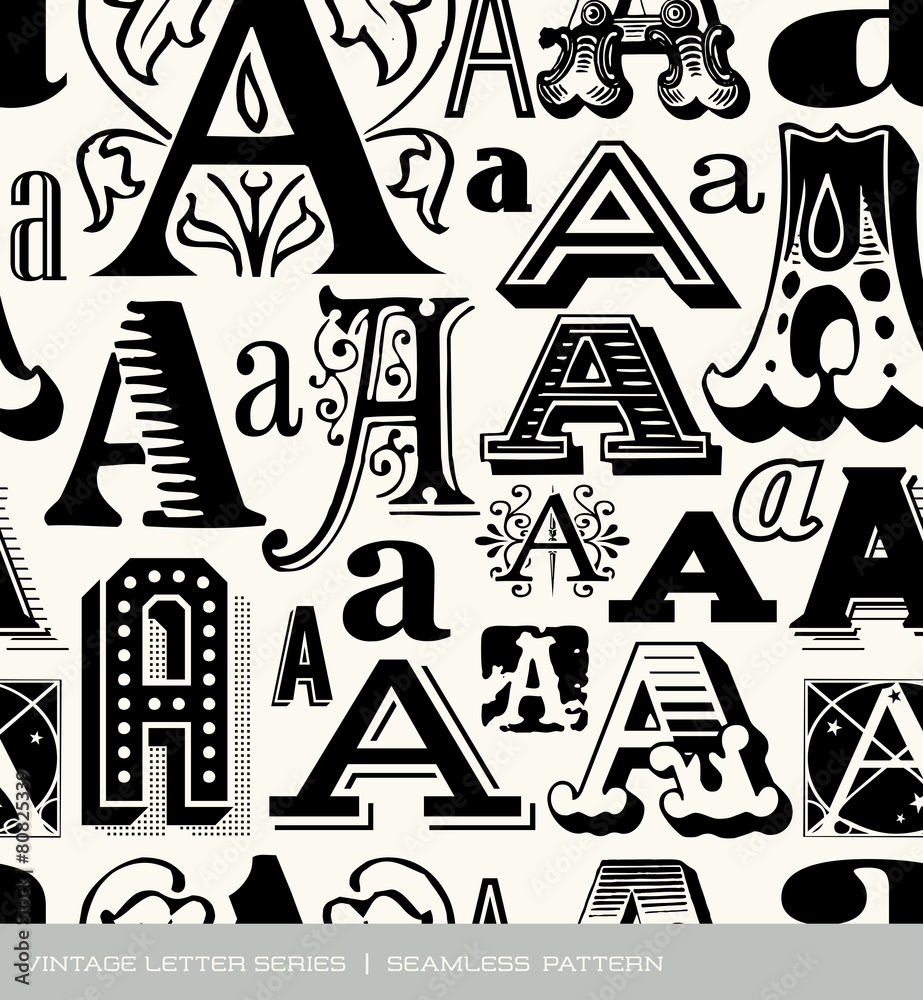 Seamless vintage pattern of letter A Stock Vector | Adobe Stock