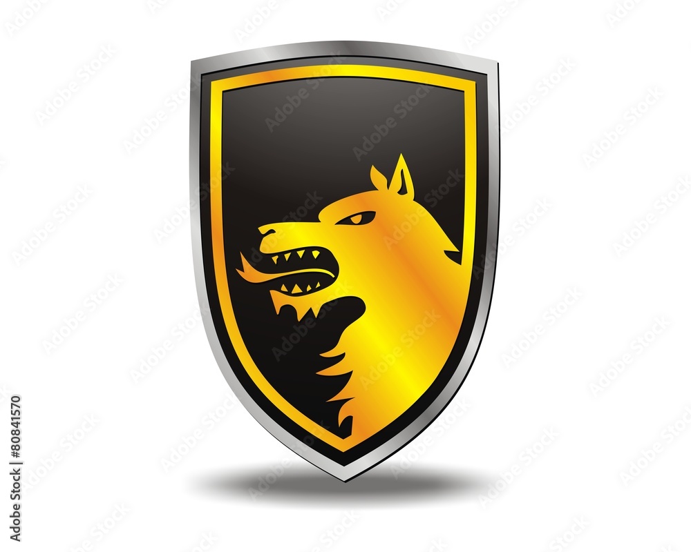 wolf shield emblem logo vector Stock Vector | Adobe Stock