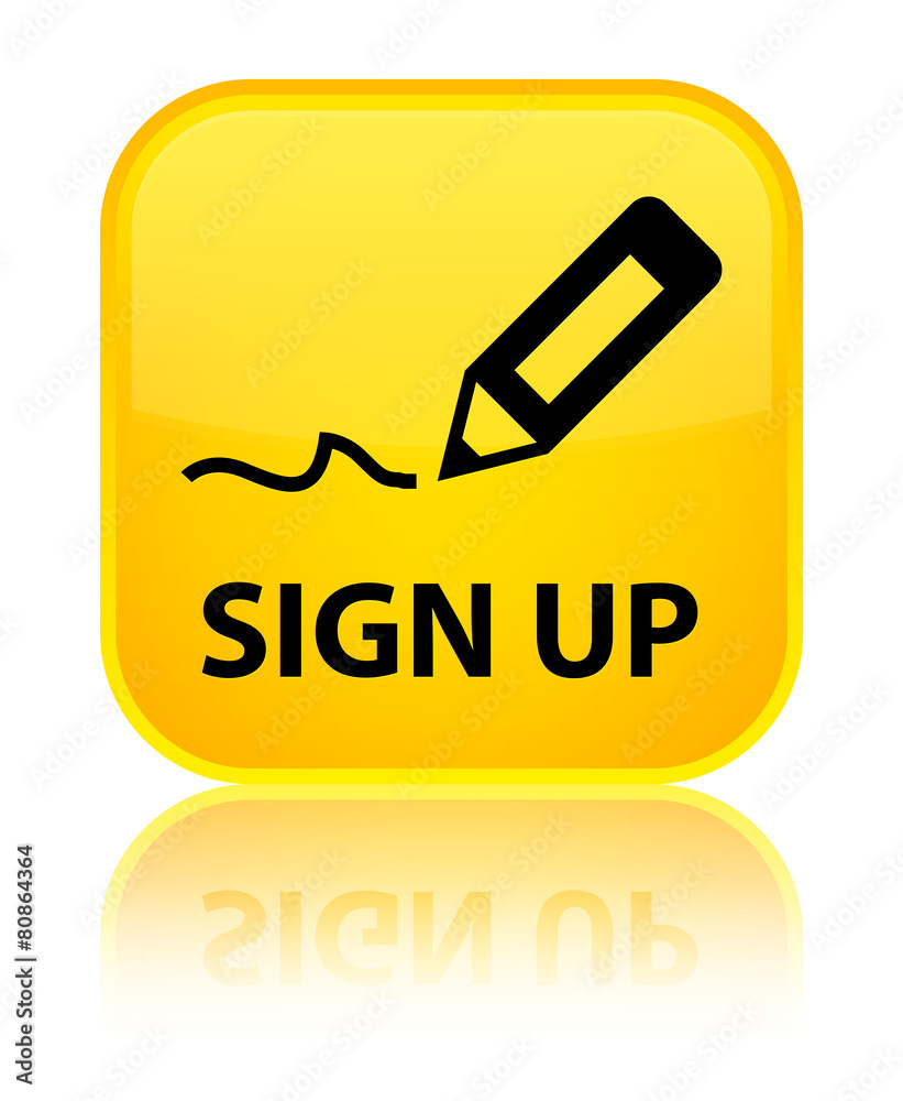 Sign up yellow square button Stock Illustration | Adobe Stock