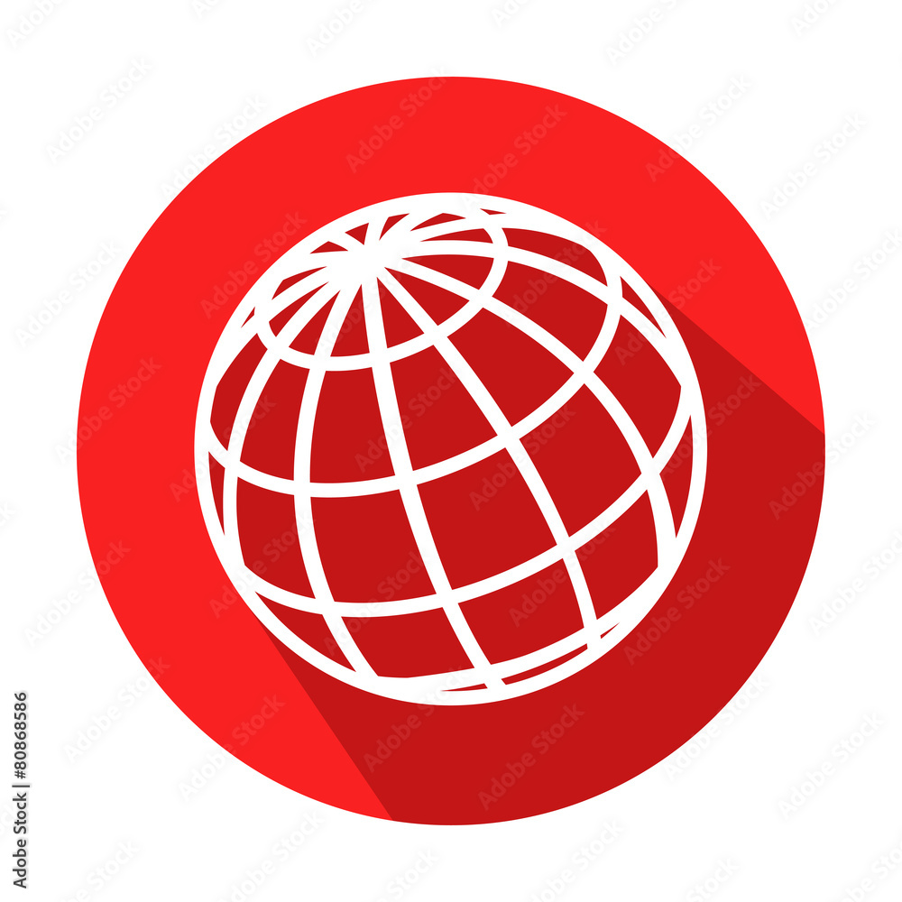 Icono redondo rojo global con sombra Stock Illustration | Adobe Stock