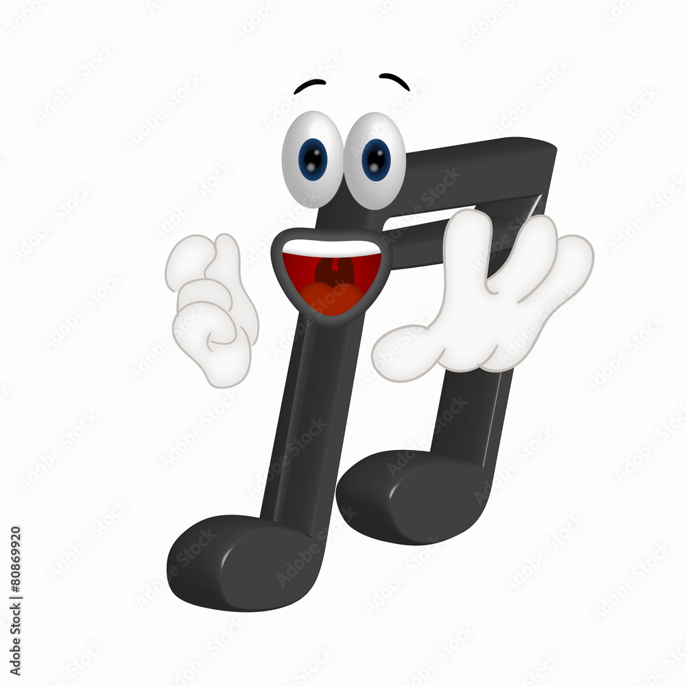Funny Music Note Cartoon Comic Illustration Stock Illustration | Adobe ...