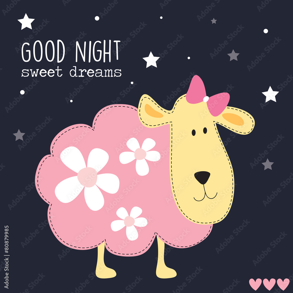 good night sheep vector illustration Stock Vector | Adobe Stock