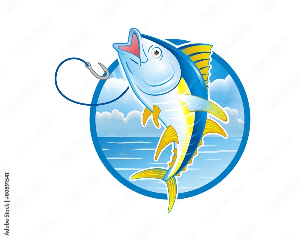 blue fish logo Stock Vector | Adobe Stock
