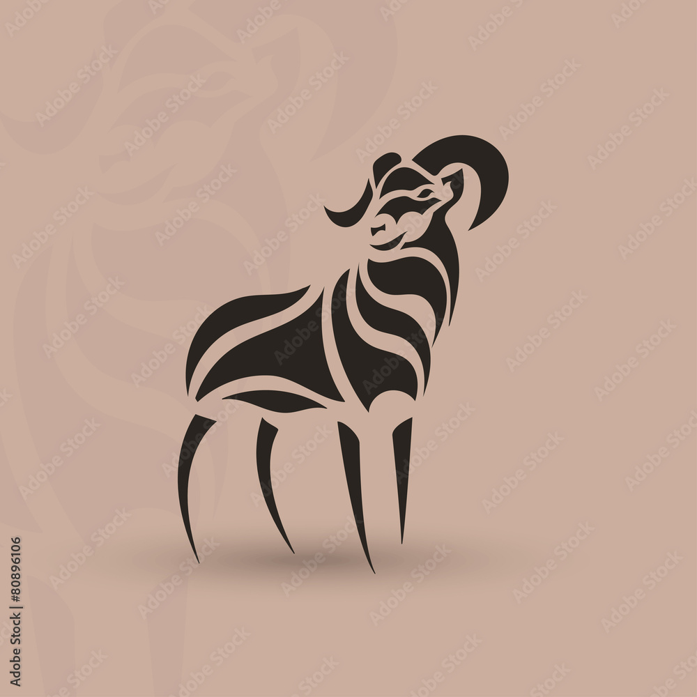 Artistic stylized sheep shape. Silhouette wild animal. Stock Vector ...