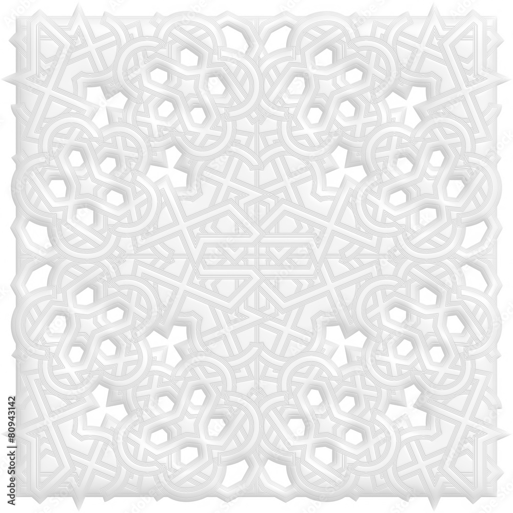 Arabic ornamental white pattern. 3D abstract background. Stock ...