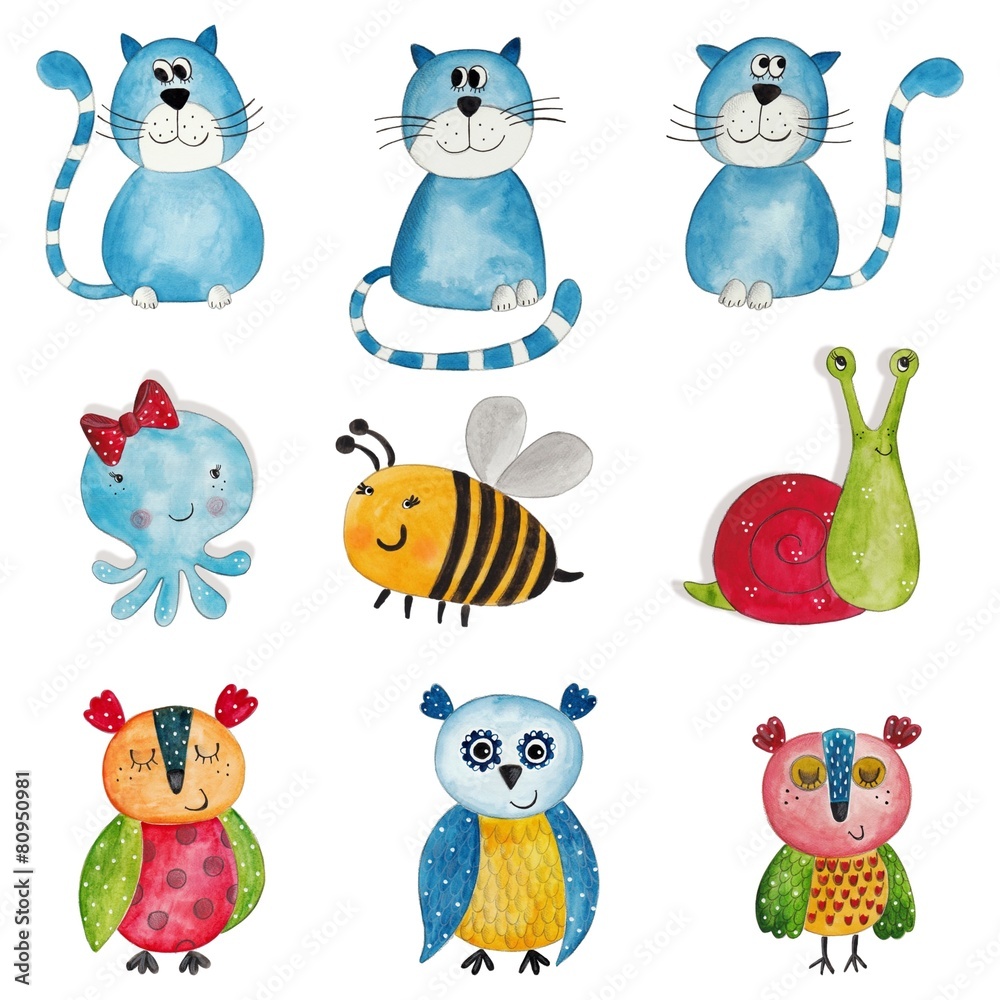 Cartoon characters over white Stock Illustration | Adobe Stock