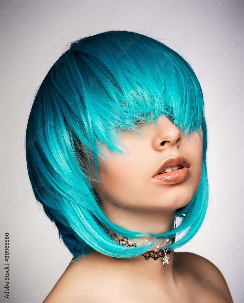Portrait of a punk girl with blue hair Stock Photo | Adobe Stock
