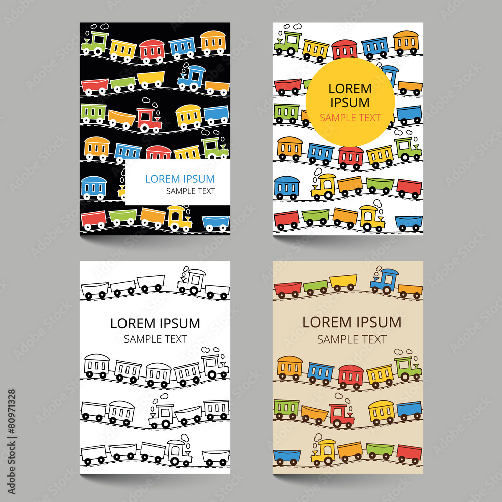 Document template with train and rails vector de Stock | Adobe Stock