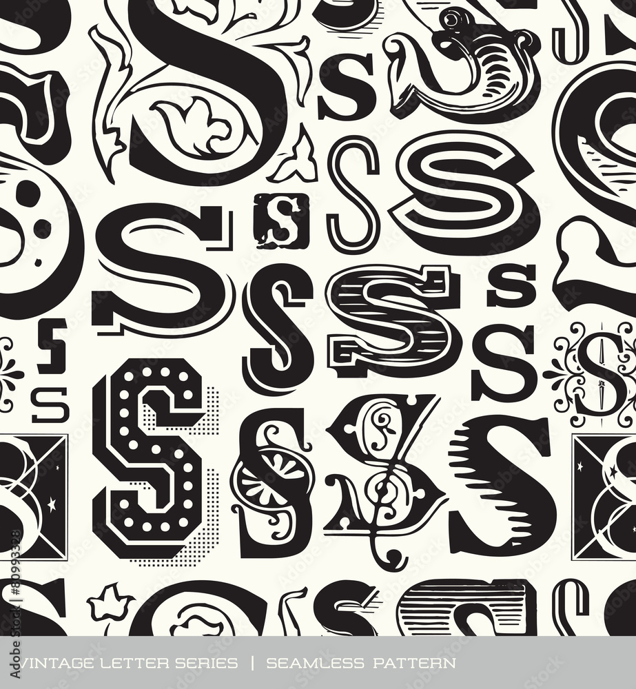 Seamless vintage pattern letter S Stock Vector | Adobe Stock