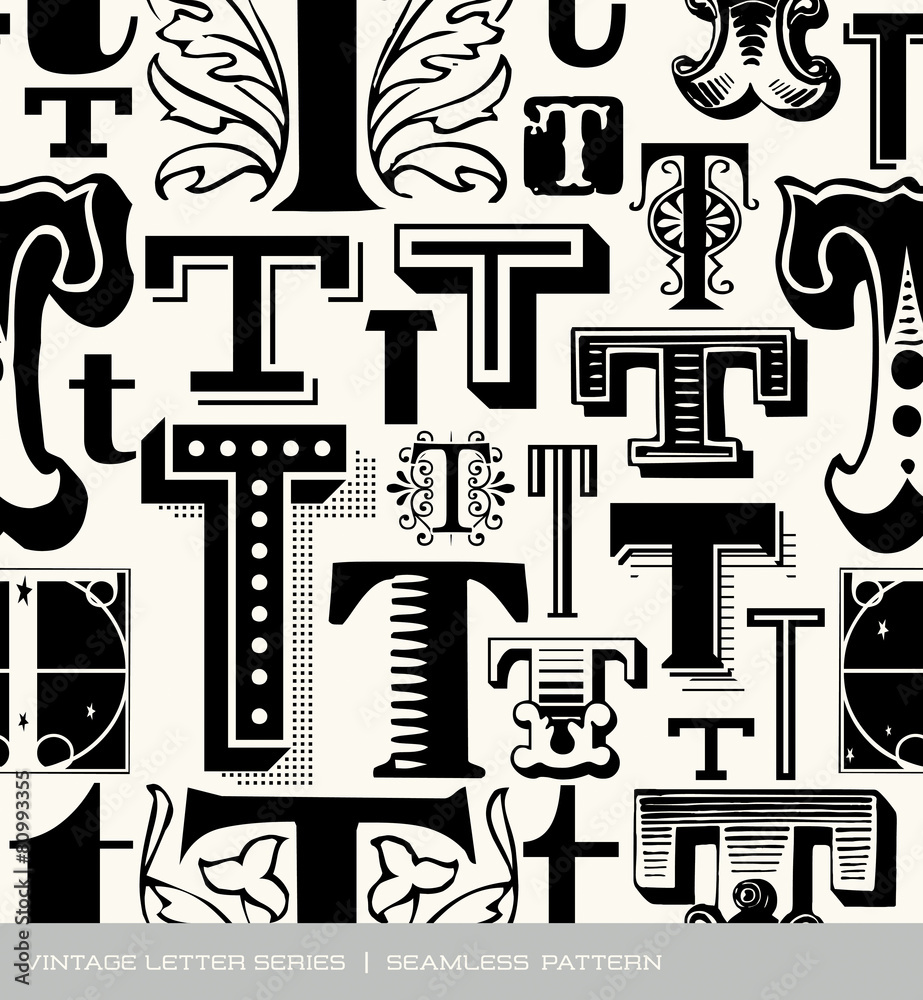 Seamless vintage pattern of the letter T Stock Vector | Adobe Stock