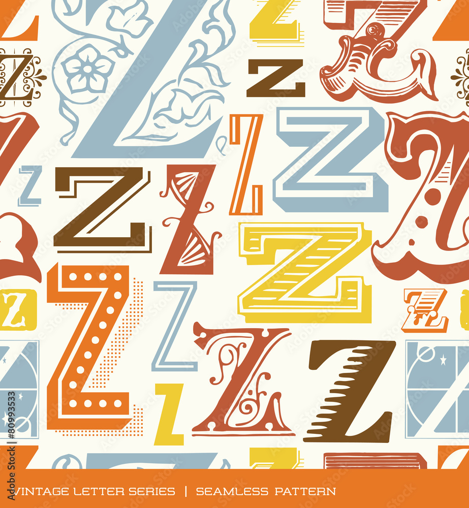 Seamless vintage pattern of the letter Z in retro colors Stock Vector ...