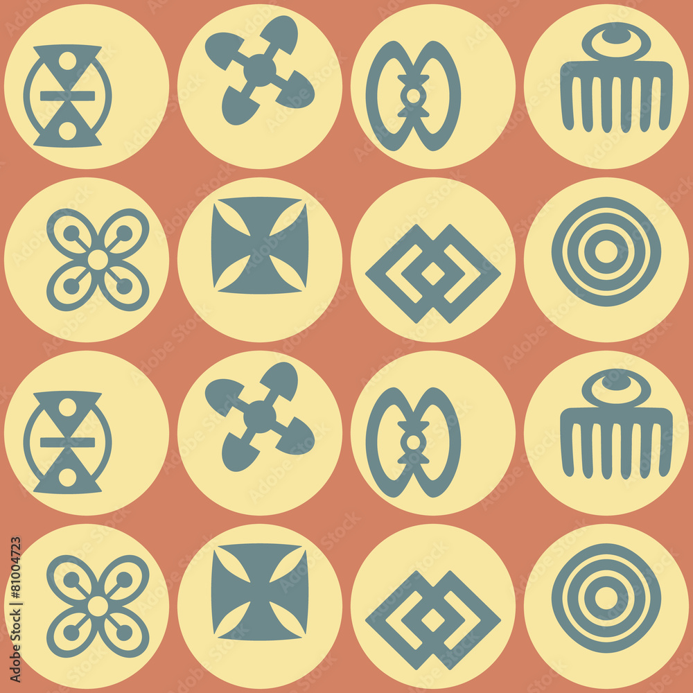 seamless background with adinkra symbols Stock Vector | Adobe Stock