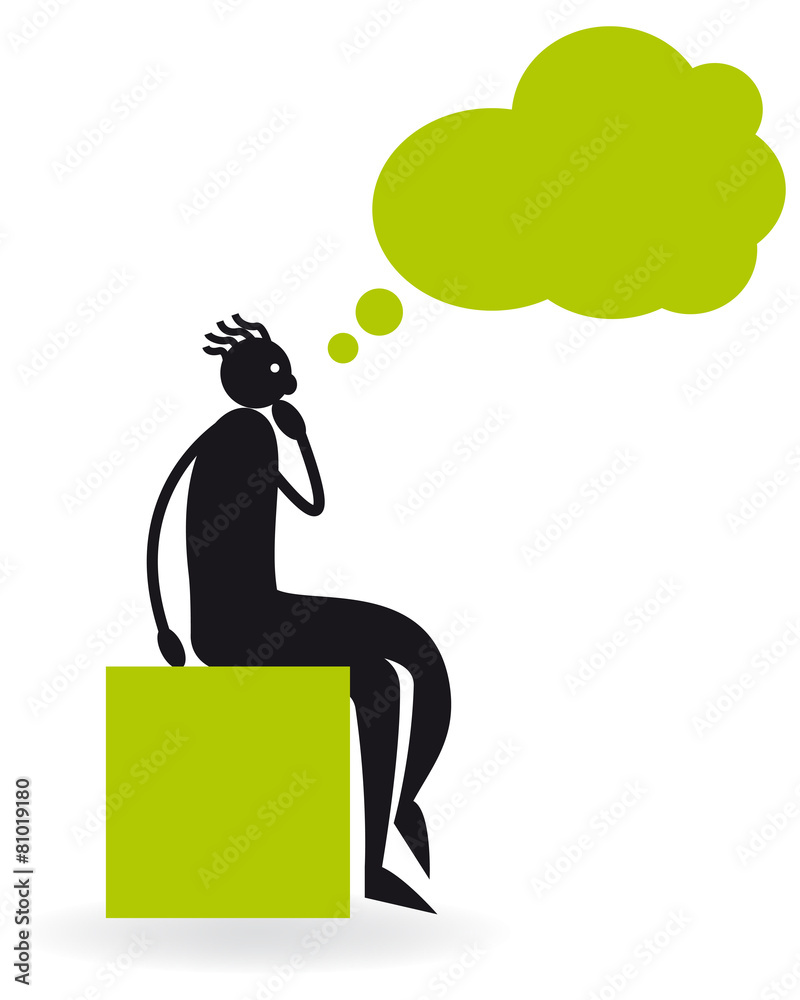 2D Man think bubble Stock Illustration | Adobe Stock