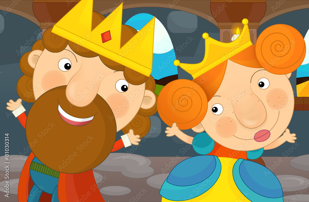Cartoon scene - king and queen dancing - illustration for the children ...