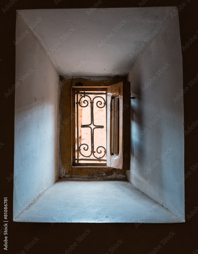 The traditional window of Kasbah de Taourirt from inside out Stock ...