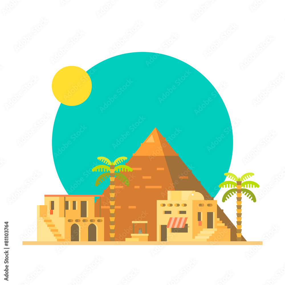 Flat design of Great pyramid of Giza in Egypt Stock Vector | Adobe Stock
