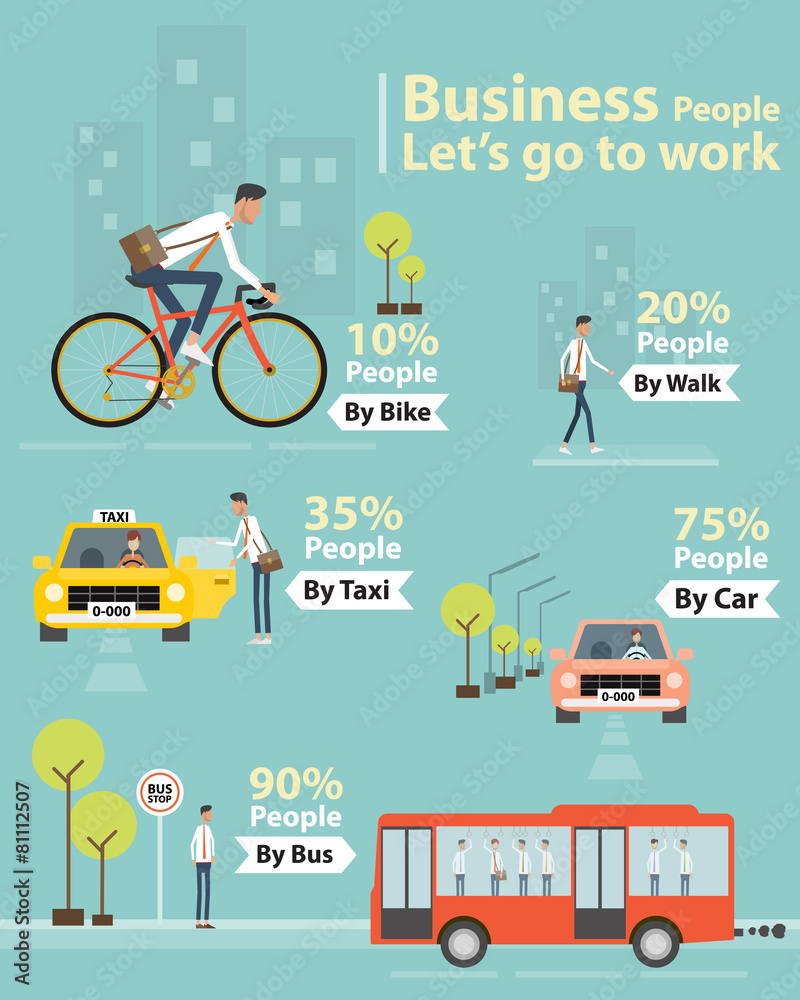 infographic business people let's go to work character Stock Vector ...