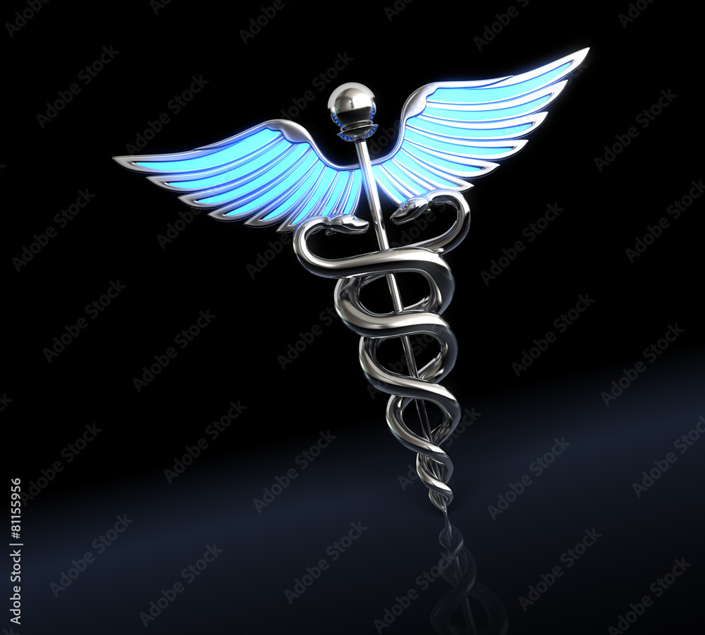 Silver caduceus Stock Illustration | Adobe Stock