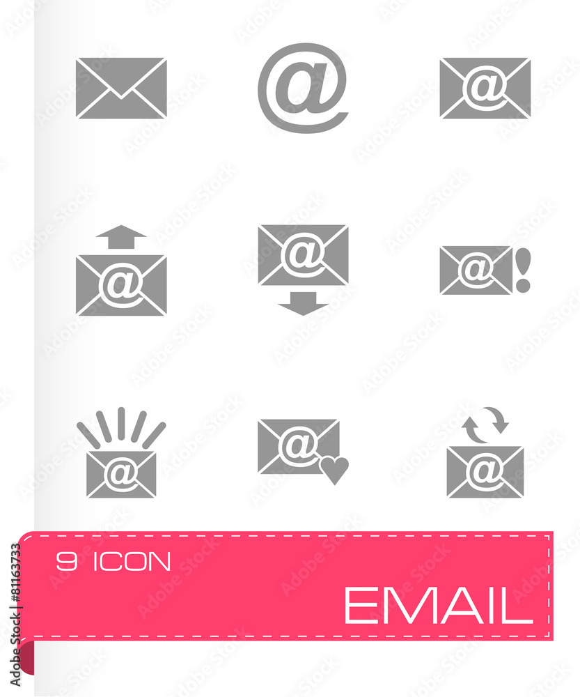 Vector black email icon set Stock Vector | Adobe Stock