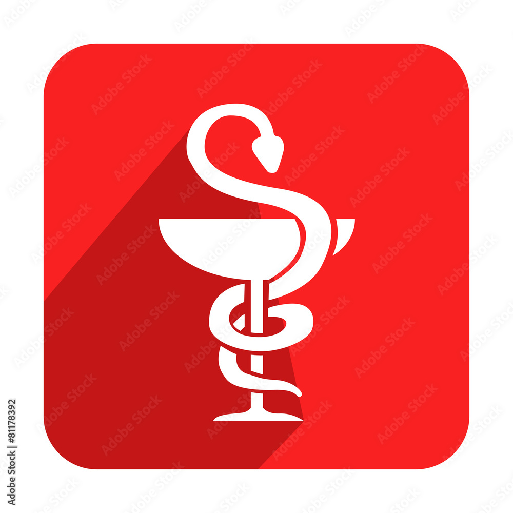 Icono cuadrado rojo farmacia con sombra Stock Illustration | Adobe Stock
