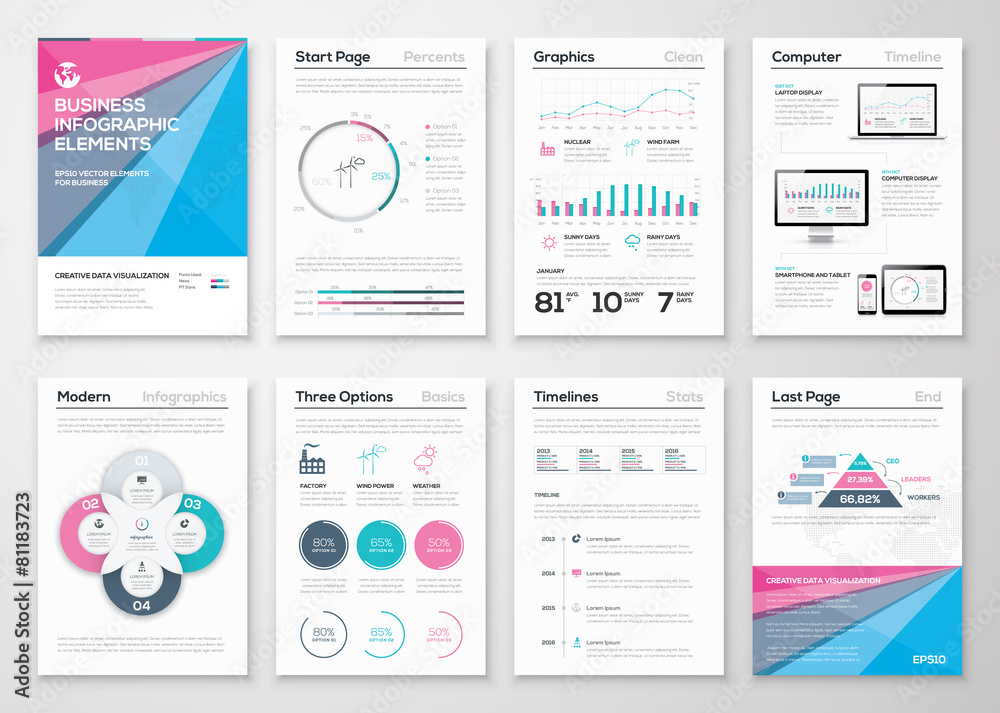 Infographic business brochure templates for data visualization Stock ...