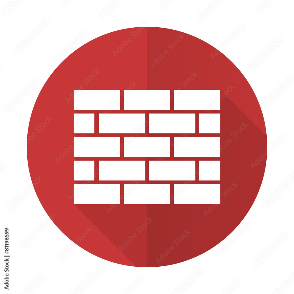 firewall red flat icon brick wall sign Stock Illustration | Adobe Stock