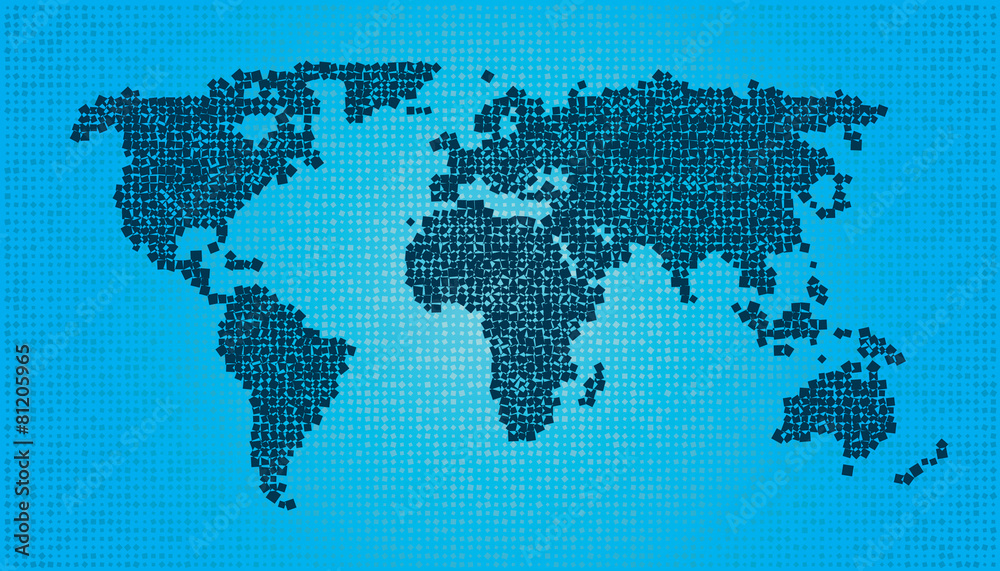 World Map - Squares Random size and rotation Stock Vector | Adobe Stock