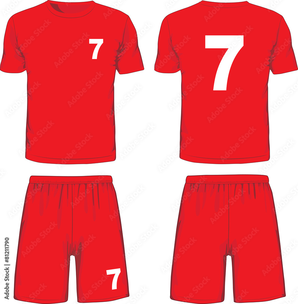 Set of soccer uniform front and back view. Vector Stock Vector | Adobe ...