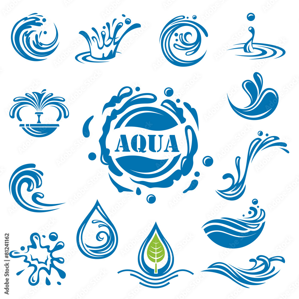 set of fourteen water icons Stock Vector | Adobe Stock