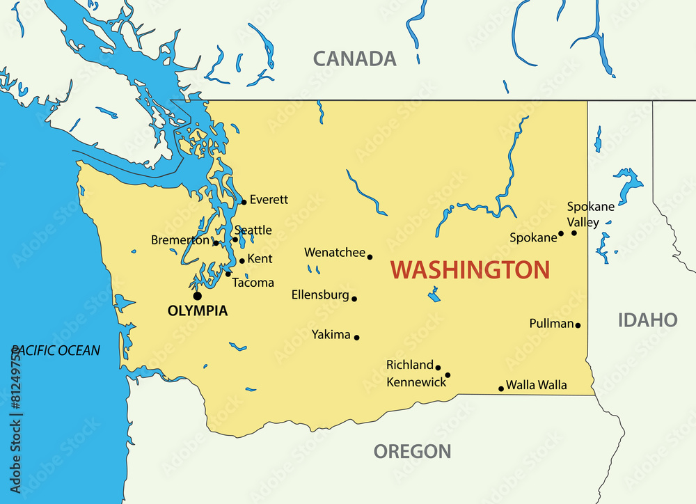 Washington (state) - vector map Stock Vector | Adobe Stock