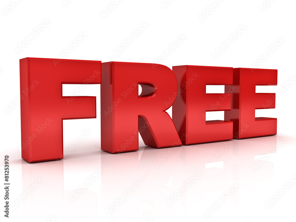 Red 3d free word over white background with reflection Stock ...