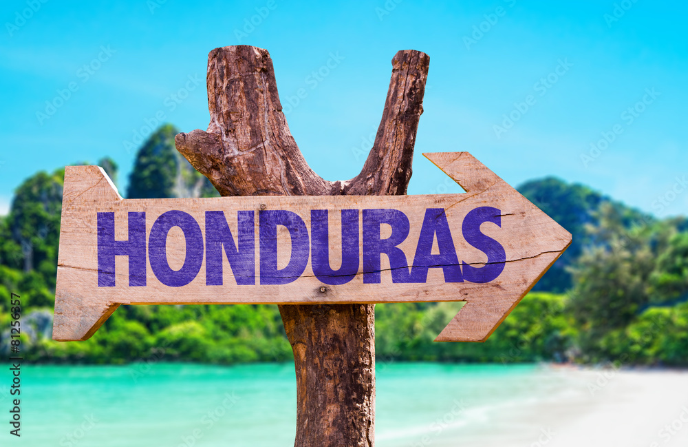 Honduras wooden sign with beach background Stock Photo | Adobe Stock