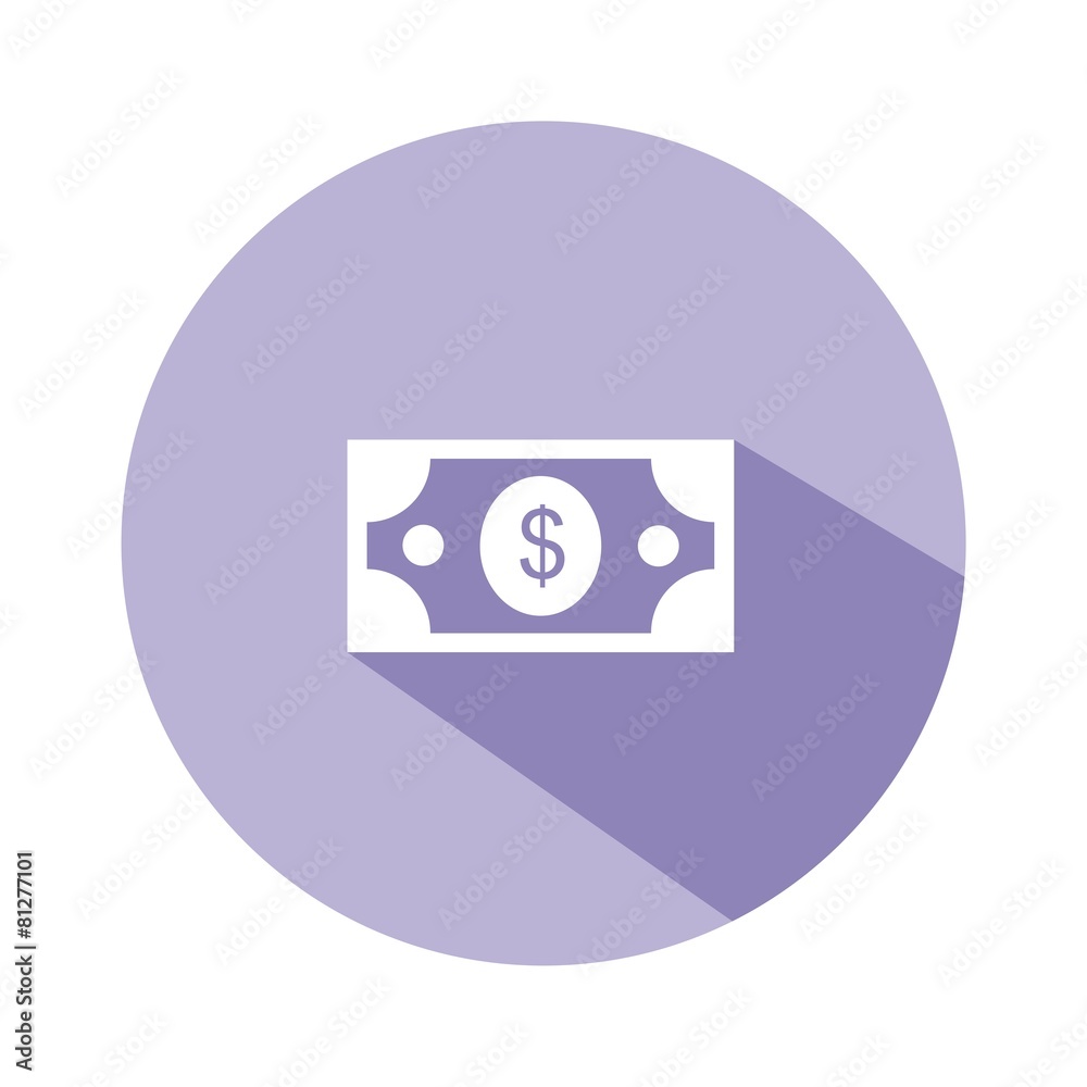 Icono billete dólar morado botón sombra Stock Vector | Adobe Stock